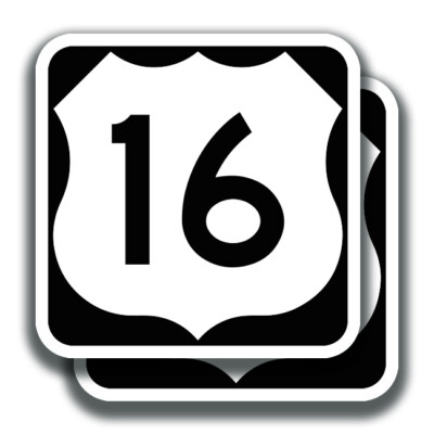 U.S. ROUTE 16 DECAL 2 Stickers Road Sign Bogo Highway Car Truck Bumper ...