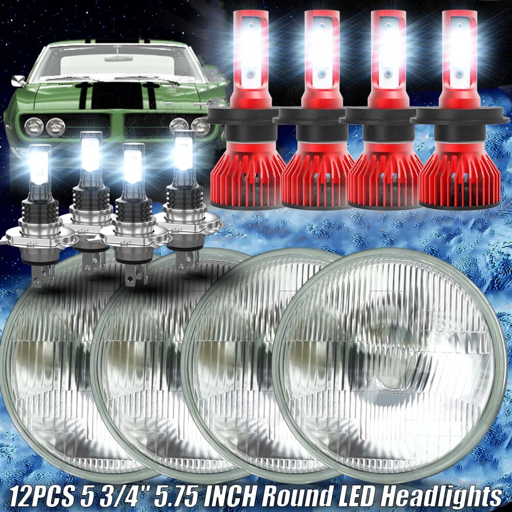 4 Pair 5.75" High/low Round Headlight kit Set Conversion Glass Lens ...