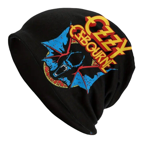 Ozzy Ozbourne Bat Beanie Hat Stretchy Thin Cap Skully Heavy Metal Black ...