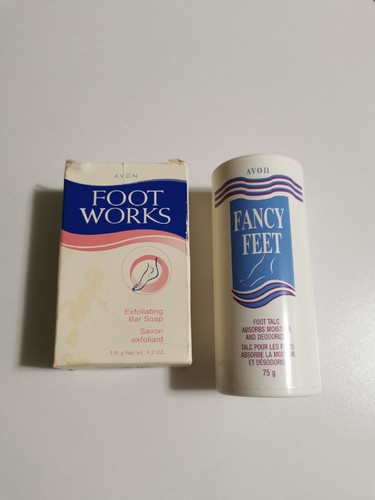 avon foot works fancy feet foot talc and exfoliating bar soap bundle ...