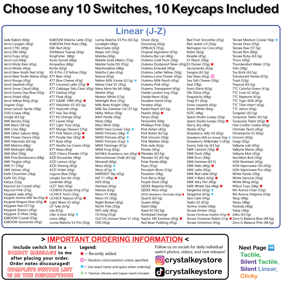 ENTHUSIAST Mechanical Keyboard Switch Tester Samples - CHOOSE YOUR OWN ...