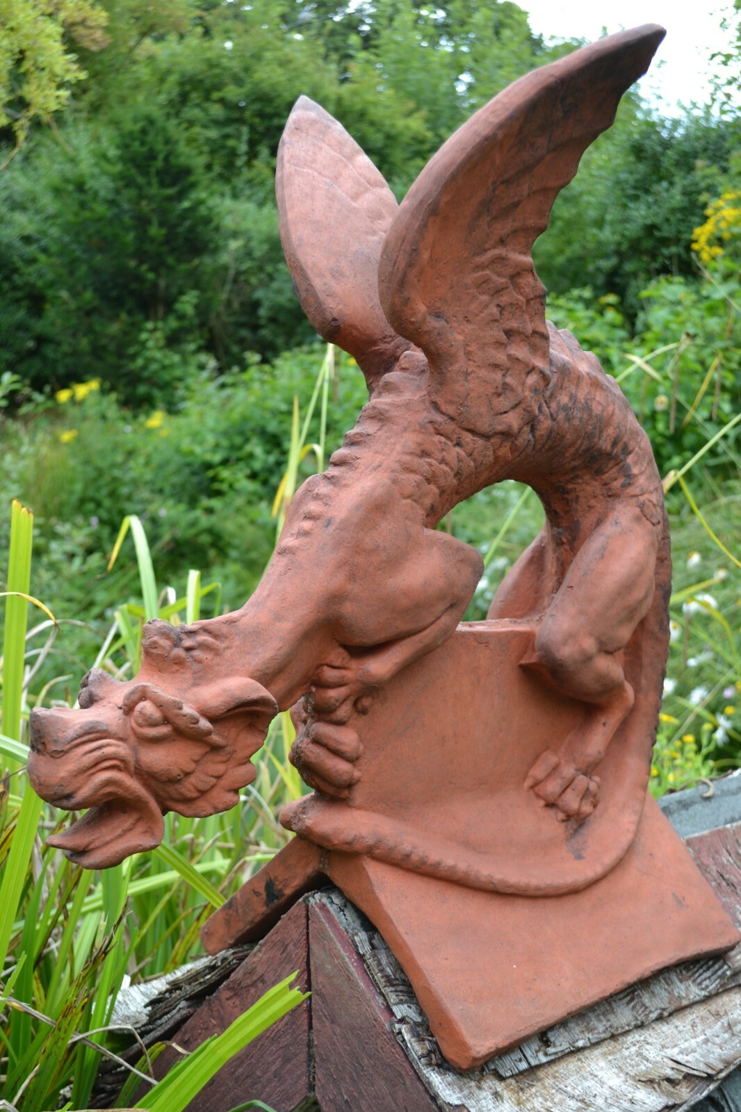 Large dragon roof finial half round or angled stone ridge tile ...