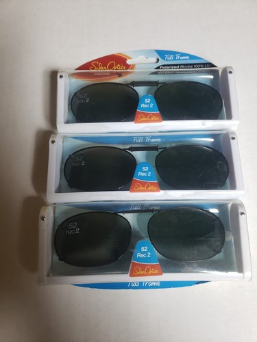 3 Pairs Solar Shield Optics Polarized Clip On Sunglasses 52 Rec 2 Grey ...