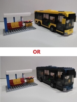 2in1 Custom Colors Buses with Bus Stop - This is a Modified LEGO 60335 ...