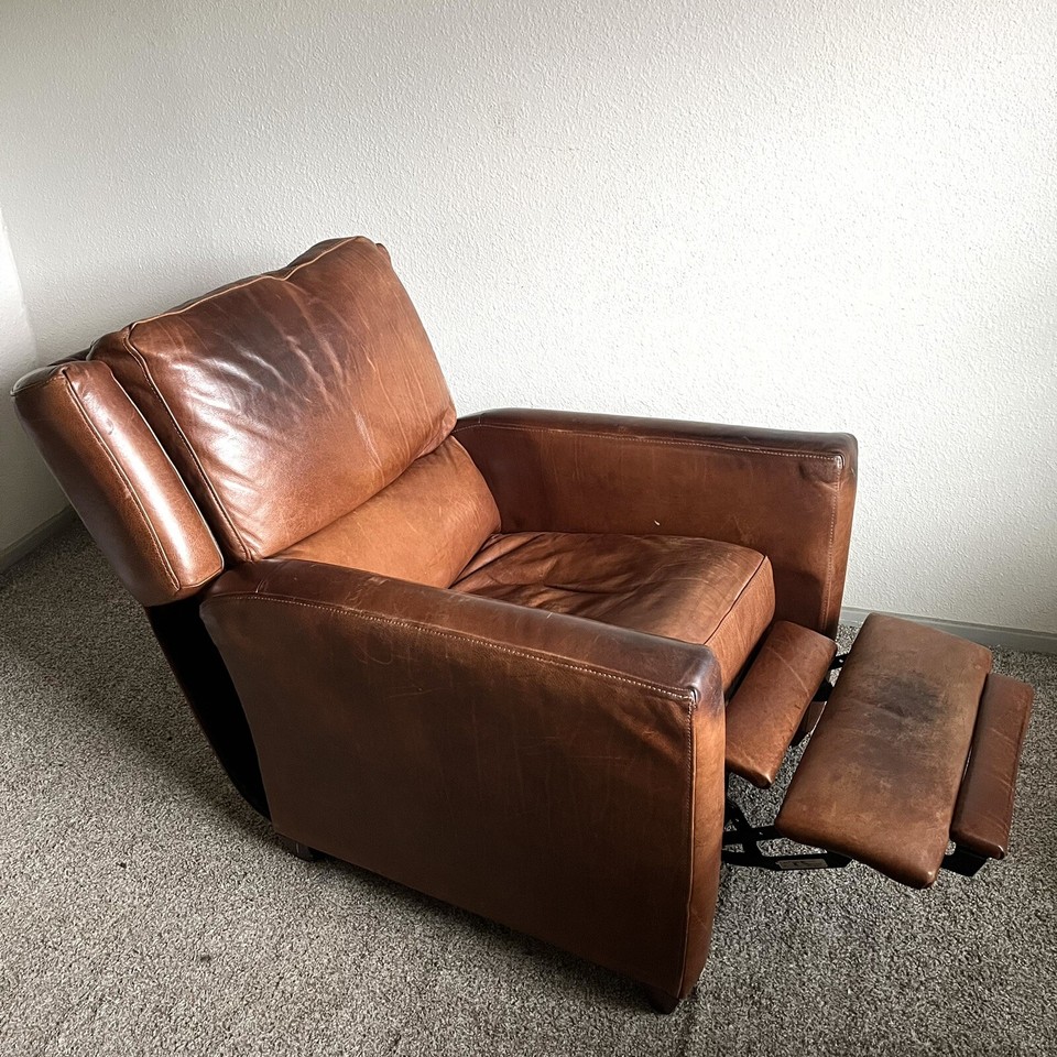Vintage klaussner High Leg Leather Armchair Recliner | eBay