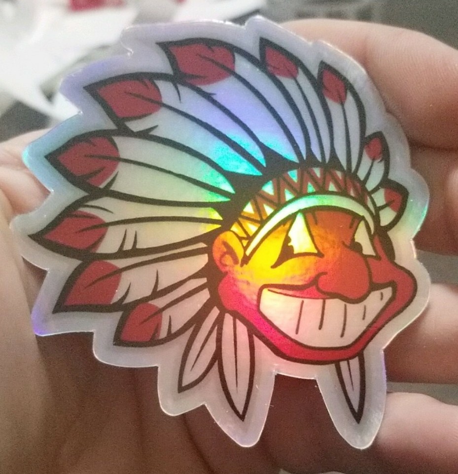 Holographic Chief Wahoo STICKER - Cleveland Indians Headdress ...