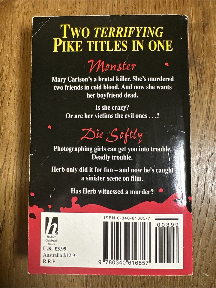 Monster and Die Softly by Christopher Pike 1995 UK Hodder PB 1st ...