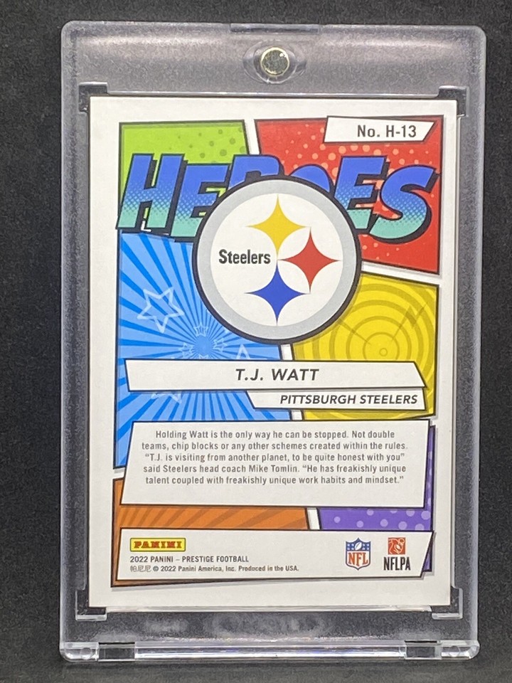 T.J. Watt RARE HEROES REFRACTOR INVESTMENT CARD SSP PANINI STEELERS MVP ...