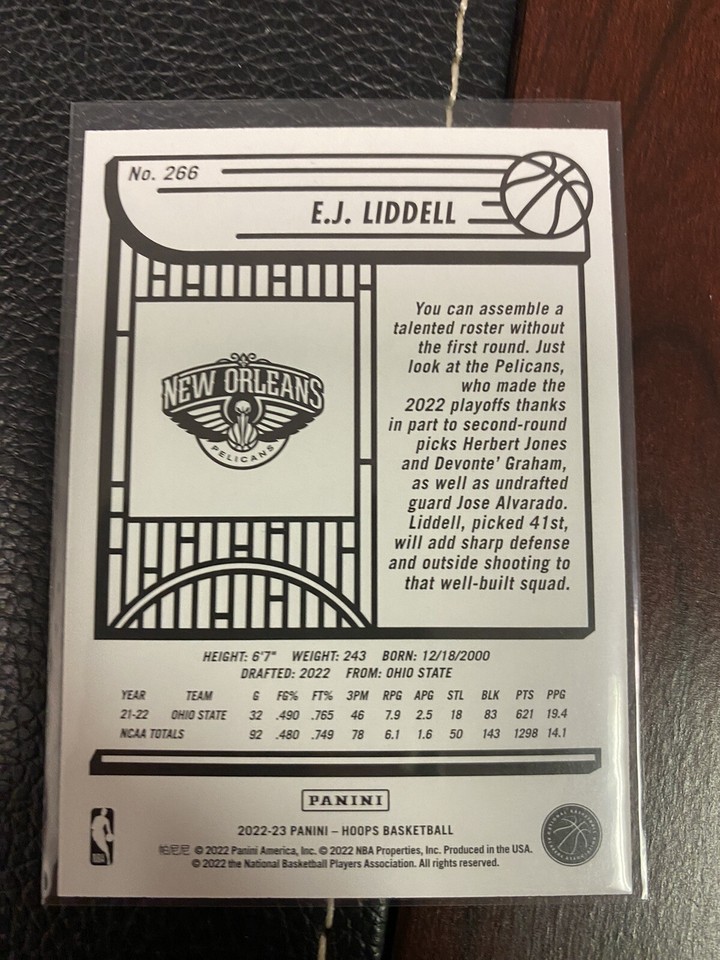 2022-23 NBA Hoops EJ LIDDELL Exclusive Premium Foil /199 Rookie Card SP ...