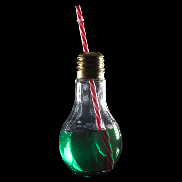 Set of 4 Edison Light Bulb Cocktail Party Glasses 400ml 20 Straws . for ...