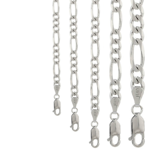 Real Sterling Silver Mens Boys Figaro Solid Chain Bracelet or Necklace ...