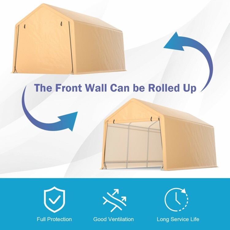 9 x 17' Canopy Garage Tent Heavy Duty Carport Canopy With Hook and Loop ...