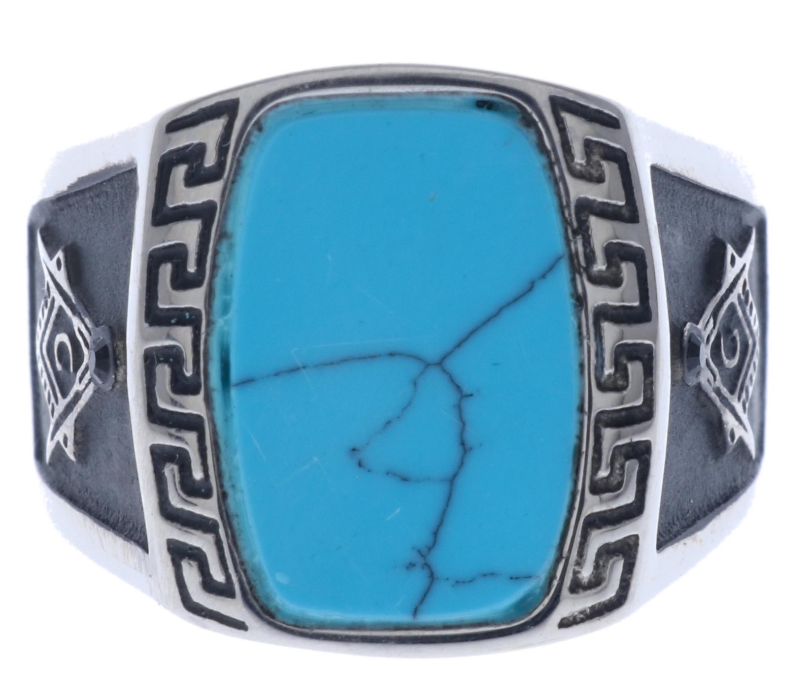 Turquoise Masonic Mason mens Ring 316 stainless steel size 13 TK3044 ...