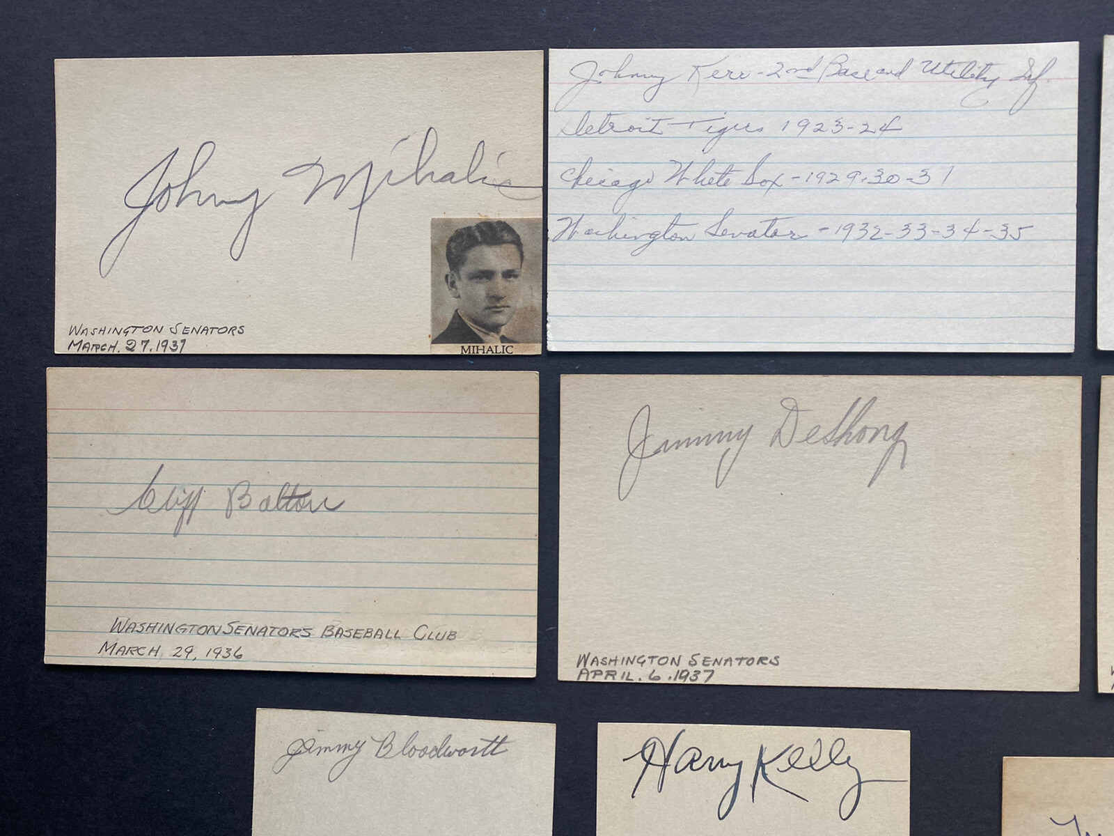 1930's Washington Senators Lot of 9 VINTAGE SIGNED IC's Mel Almada ...
