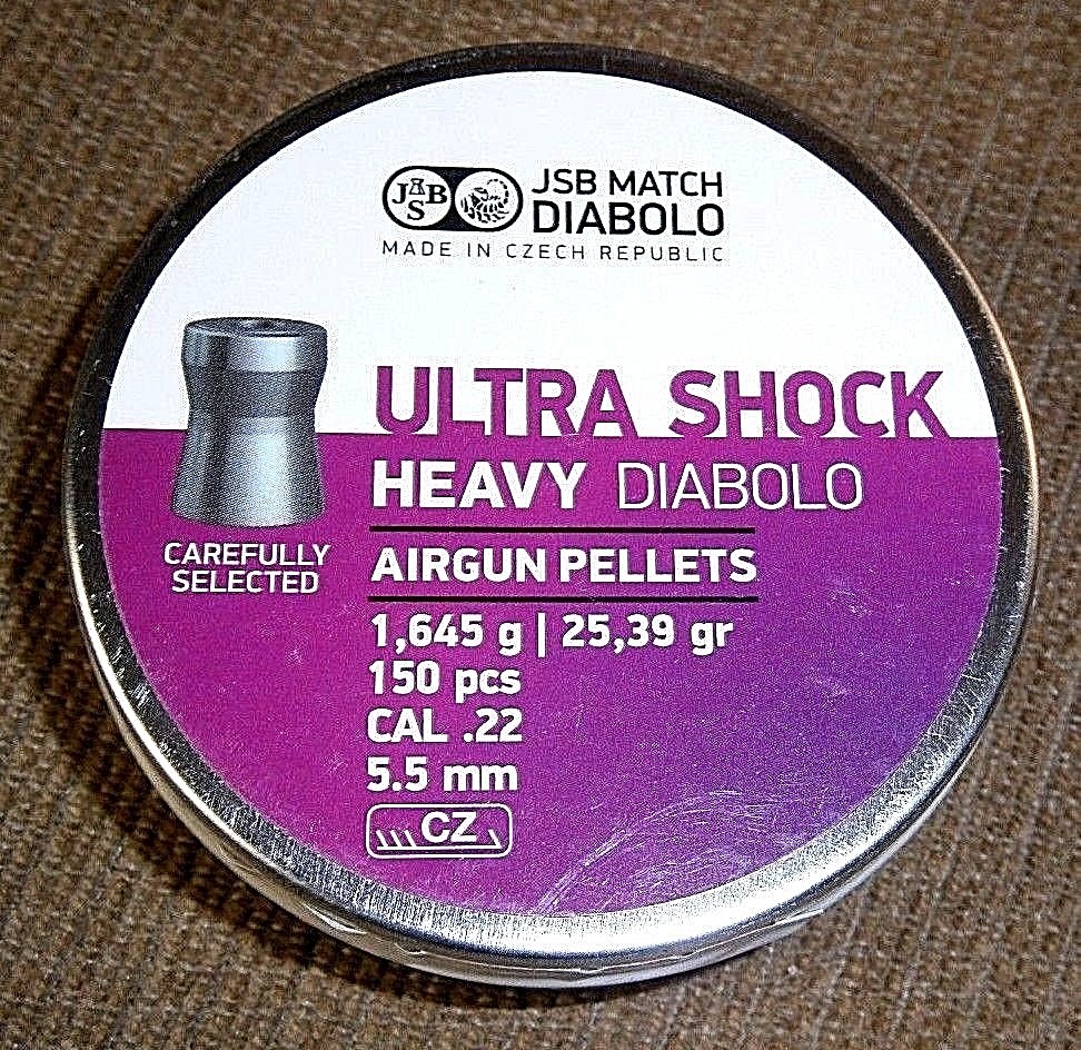 JSB MATCH DIABOLO ULTRA SHOCK HEAVY .22 CAL PELLETS 150 EA 25.39 gr ...