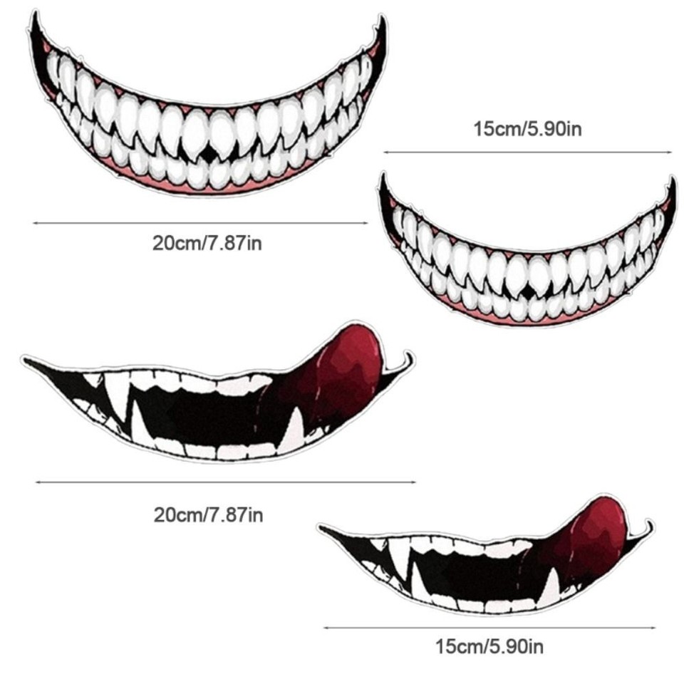 Motorcycle Helmet Sticker Evil Tooth Car Styling Decals Self Adhesive ...