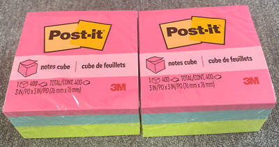 2-Pack- Post-It 3x3 Sticky Notes 800 Sheets Total (Multi Color Cube ...