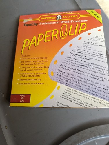 Paperclip Professional Word-Processor for Atari 48K Disk Vintage 1986 ...