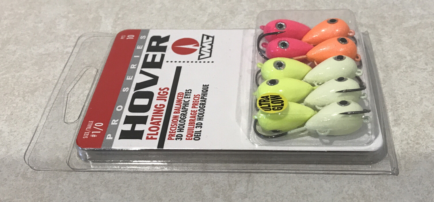 VMC #1/0 Hover Floating Jig Fishing Hook Lures 10 Pack ULTRA GLOW ...