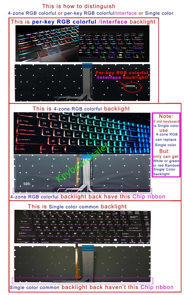 New for MSI CR62 CX62 CR72 CX72 CX62 2QD CX62 7QL Russia Keyboard Color ...