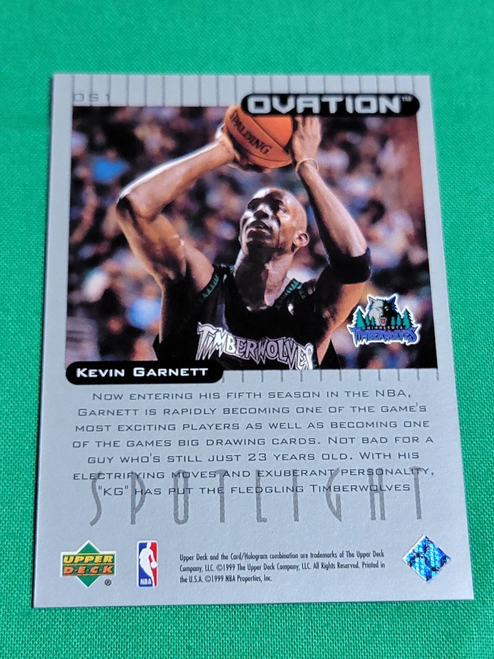 1999-00 Upper Deck Ovation Kevin Garnett KG Celtics Spotlight Insert # ...