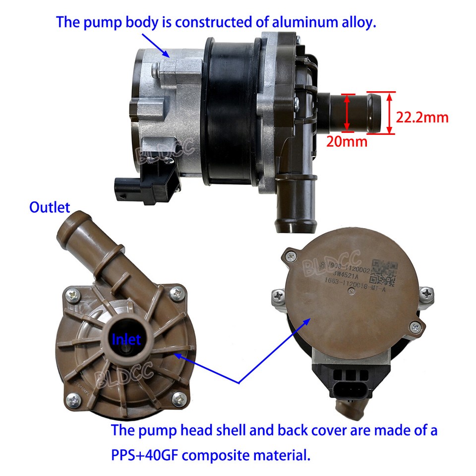 Engine Auxiliary Water Pump 60W 100W 12V Brushless Car Coolant Pumps ...