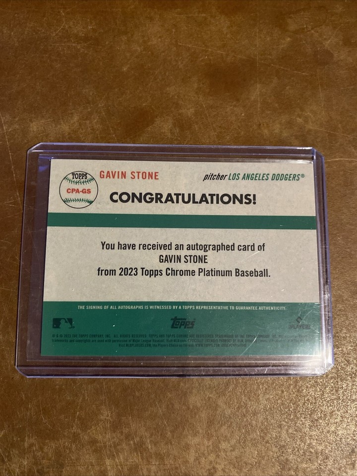 Gavin Stone 2023 Topps Chrome Platinum Autograph Dodgers Rookie Card ...