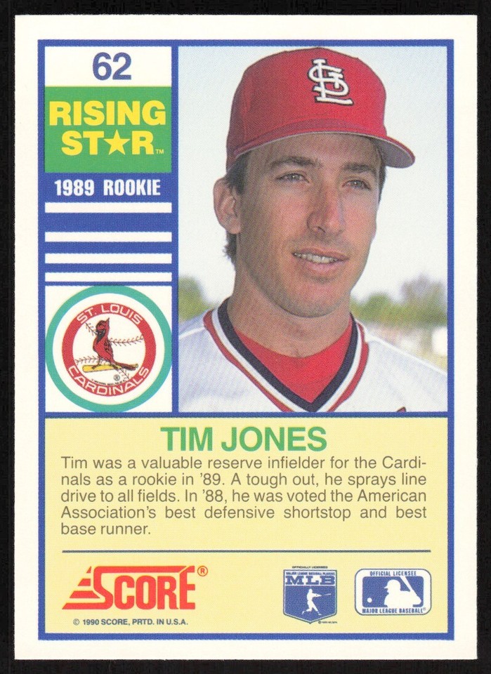 1990 Score Rising Stars Tim Jones #62 St. Louis Cardinals | eBay