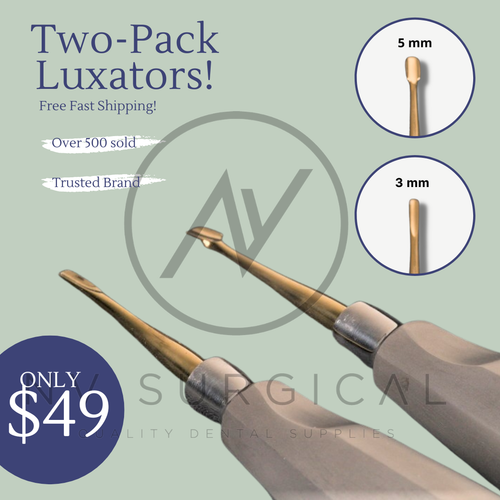 2 Dental Luxating Elevators PDL Straight Extraction Root Tip 3 5 mm ...