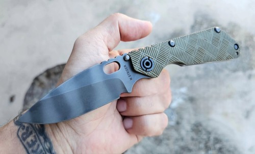Strider SnG CPM154 Crosshatch Green G10 Titamlnium Framelock Folding ...
