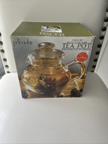 PRIMULA 40 oz Glass Tea Pot(with 1 Flowering package) Loose Tea Infuser ...