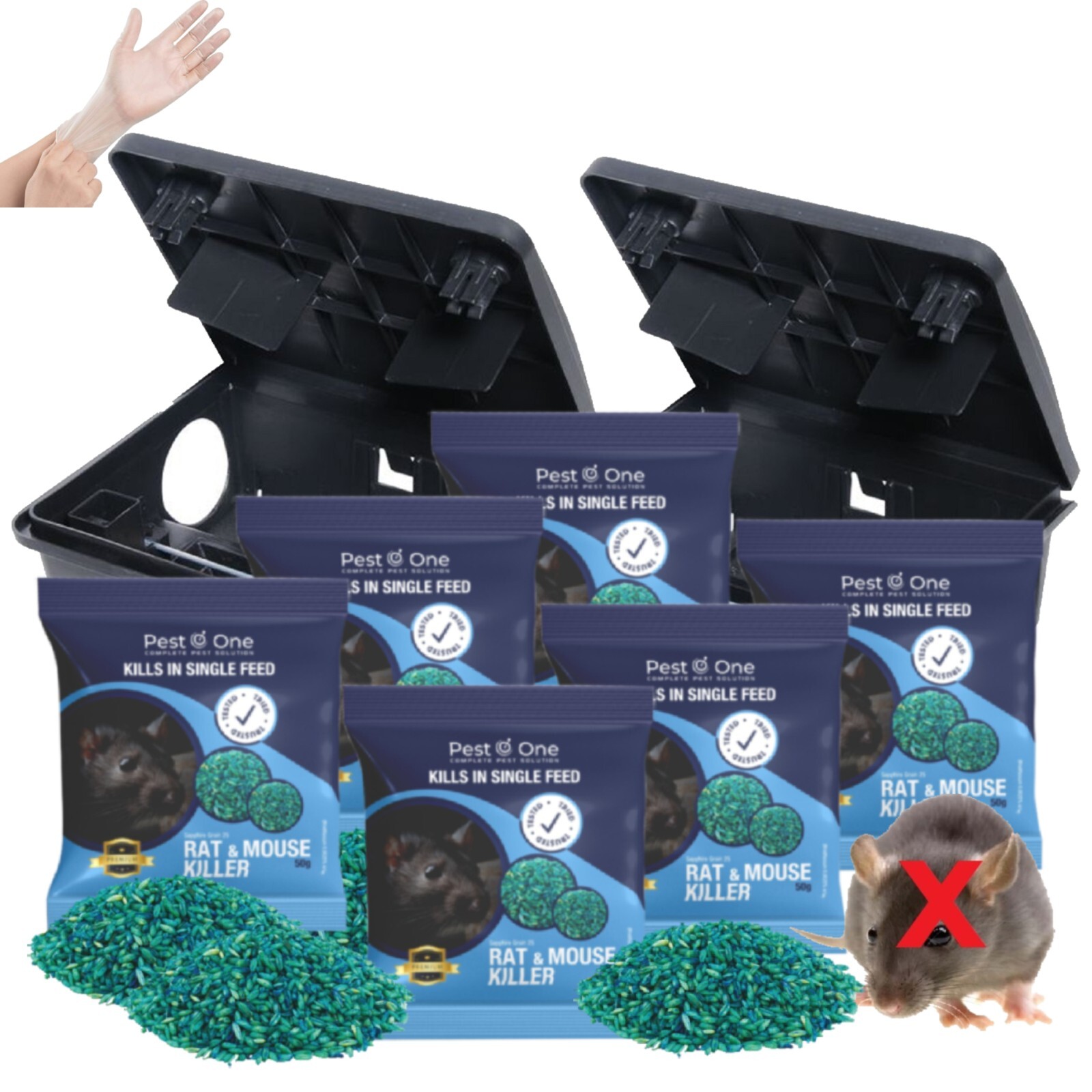 PROFESSIONAL Rodent Rat Box Station & STRONGEST POISON Single Feed ...