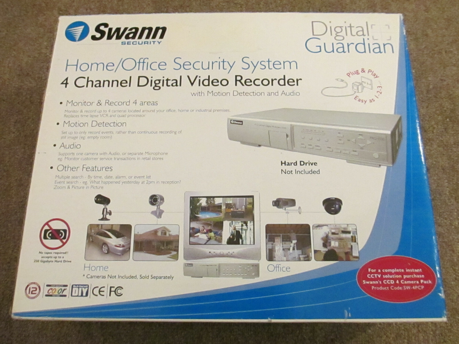 New Swann SW-R-DVR4 Home/Office Security System 4 Channel Digital Video ...