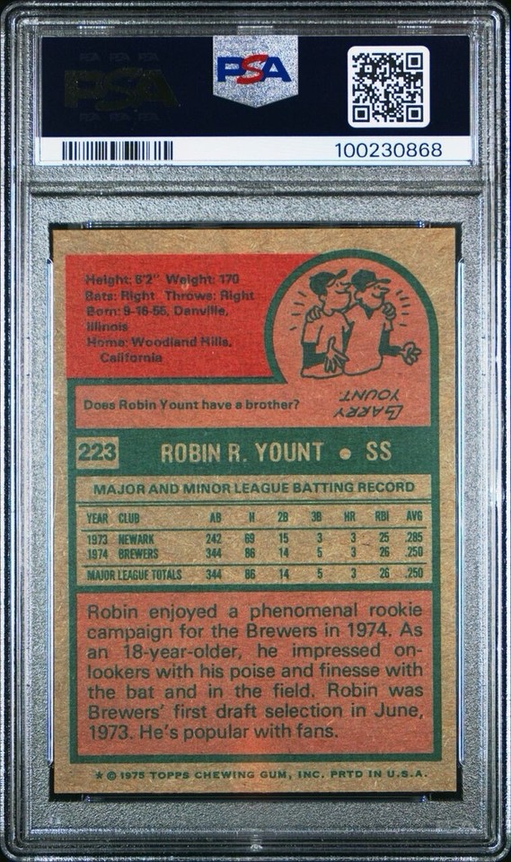 1975 TOPPS ROBIN YOUNT #223 RC ROOKIE PSA 7 | eBay
