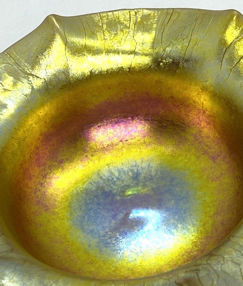 Antique Steuben Aurene #138 Ruffled Rim Flower Iridescent Glass Bon Bon ...