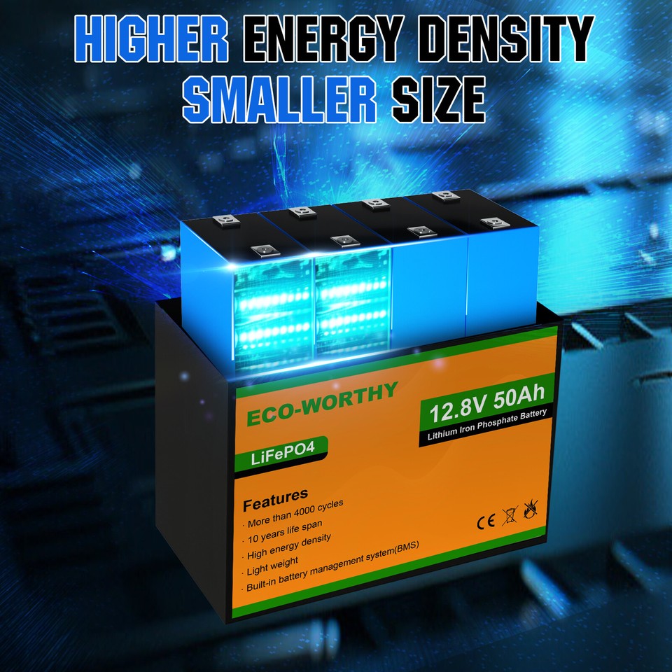 12V 50Ah Lithium Battery LiFePO4 Rechargeable BMS 3000+ Certified ...