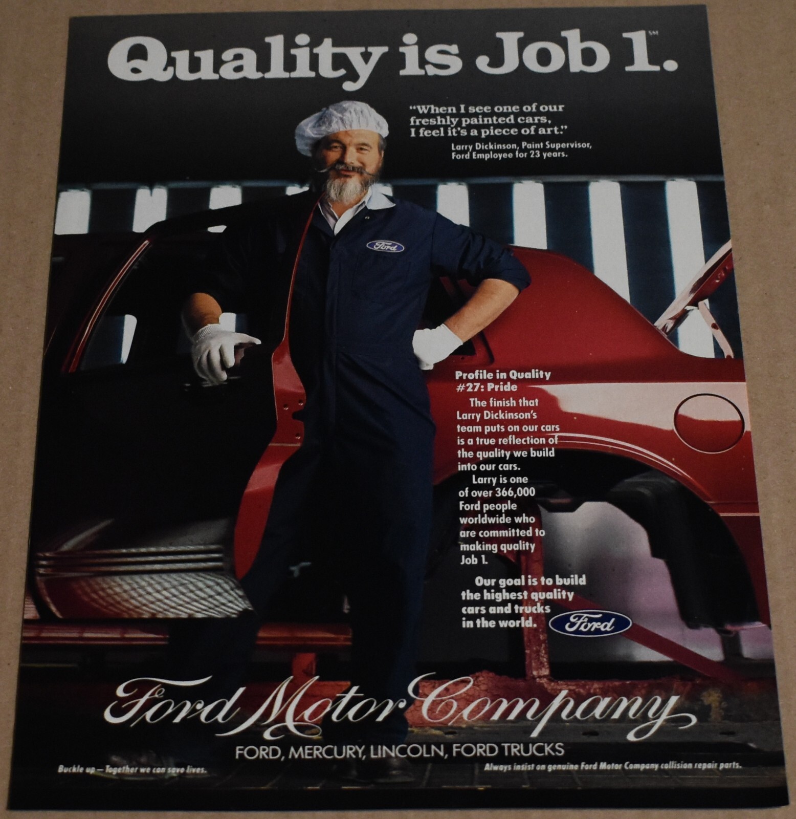 1992 Print Ad Larry Dickinson Ford Motor Company Paint Supervisor ...