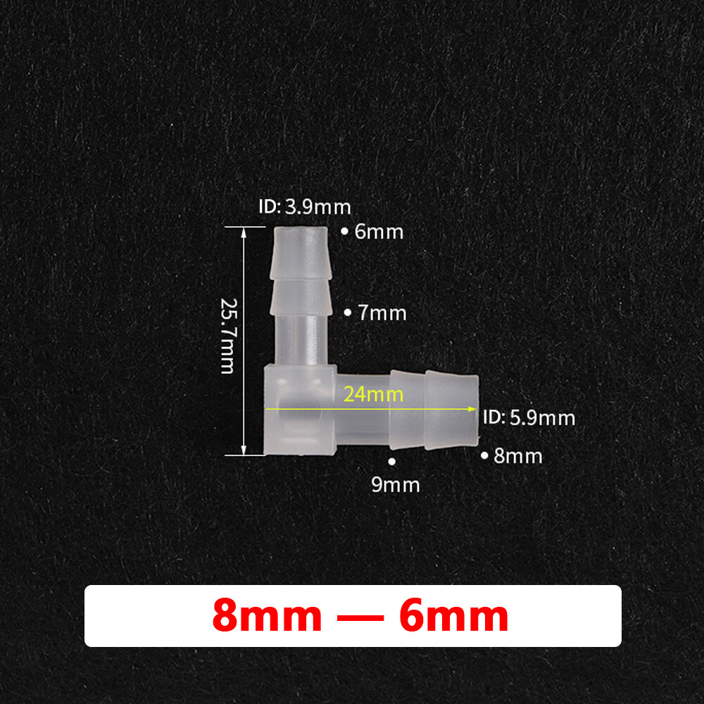 Plastic Barbed Connector 90 Elbow Reducer Tubing Pipe Hose Joiner L ...