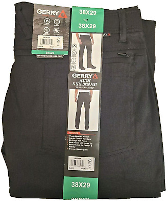 NWT GERRY Since 1946 VENTURE FLEECE LINED MEN'S PANT Size 38X29 Black ...