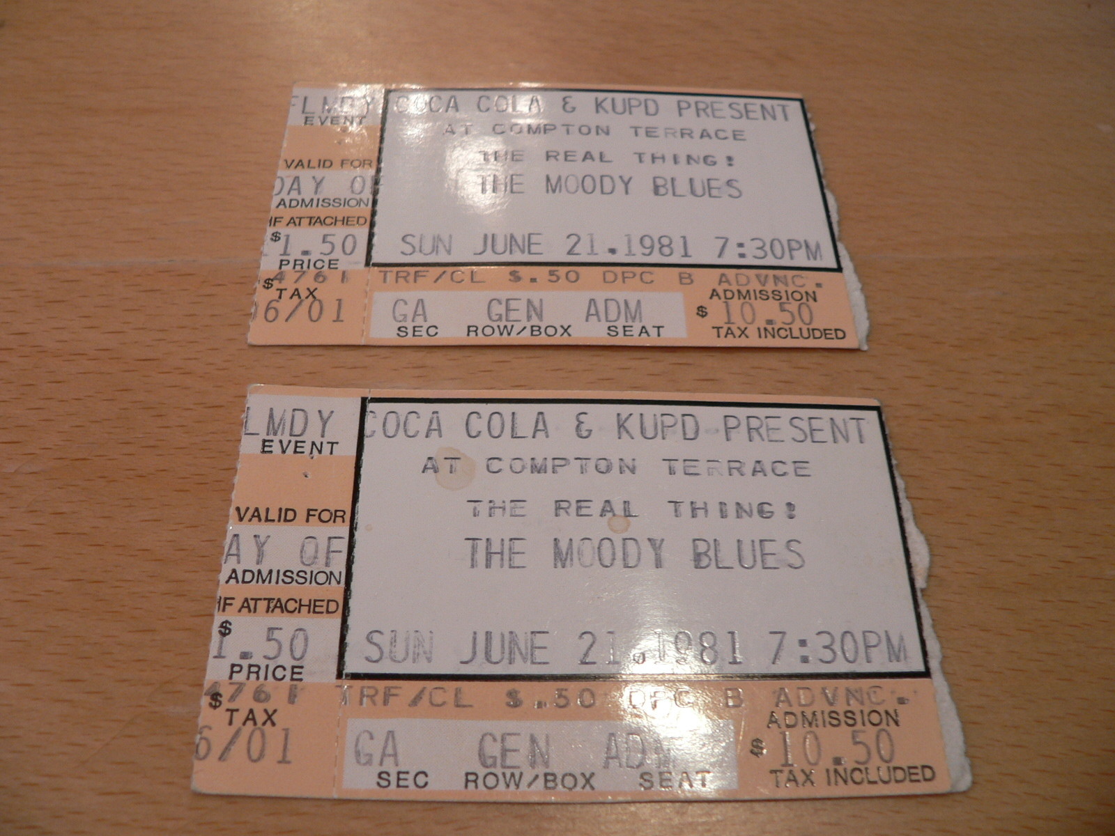1981 The Real Thing: Moody Blues Concert Ticket Stub Compton Terrace in ...
