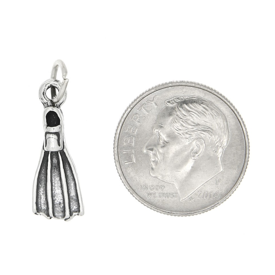 Sterling Silver Swimmer Flipper Diving Snorkeling Fin Charm or Pendant ...