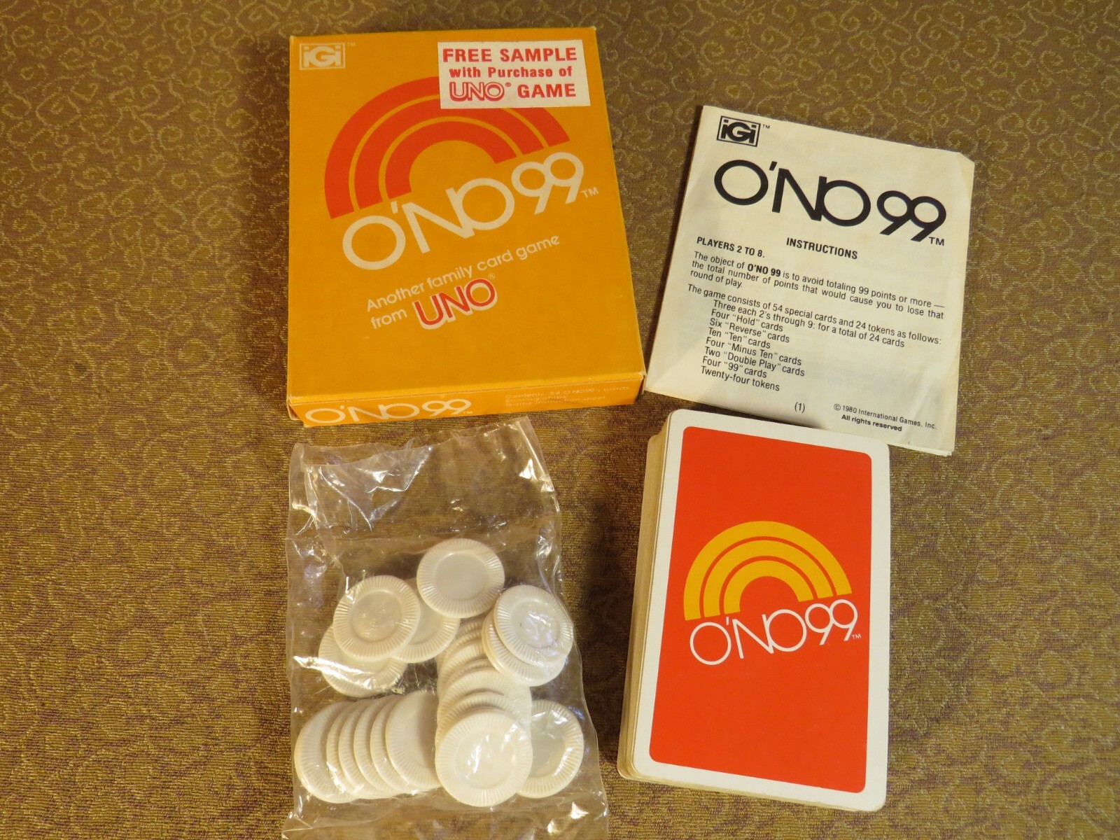 Vintage 1980 O'NO 99 Card Game from Makers of Uno Complete in Box | eBay