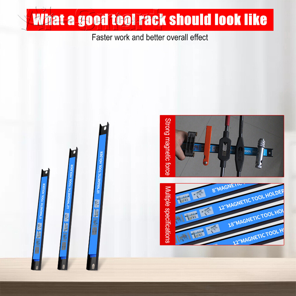 Magnetic Tool Holder Bar Storage Rack Wall Mounted Garage Rail ...