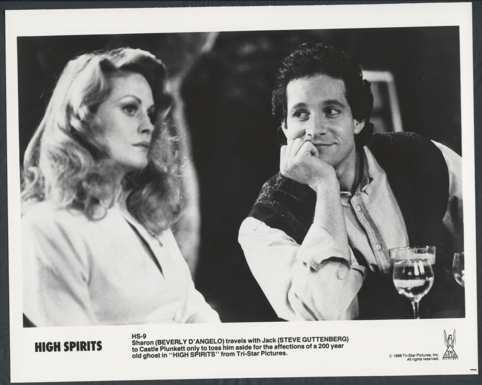 BEVERLY D'ANGELO STEVE GUTTENBERG in @Col High Spirits '88 WINEGLASS | eBay