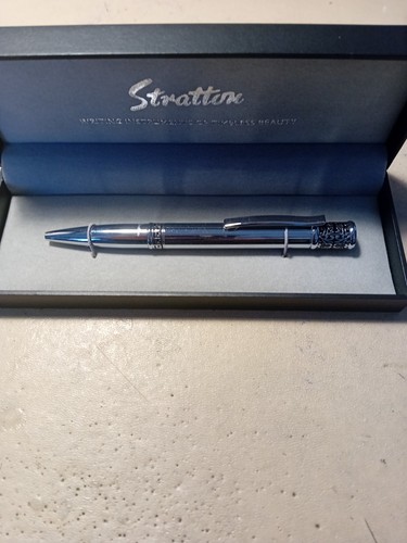 Stratton Ball Pen - Silver with Black accent Twist CT Boxed Unused ...