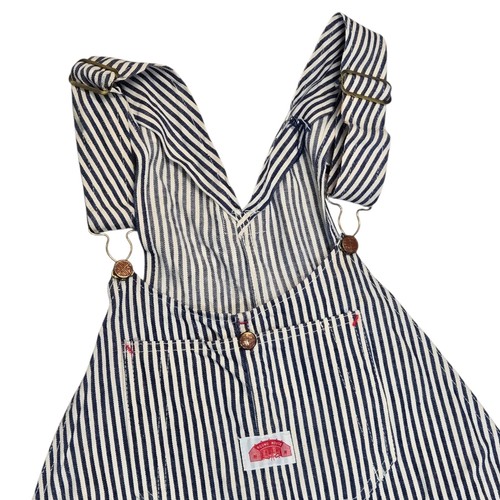 Vtg Round House Hickory Striped Engineer Overalls Front Pouch Double ...