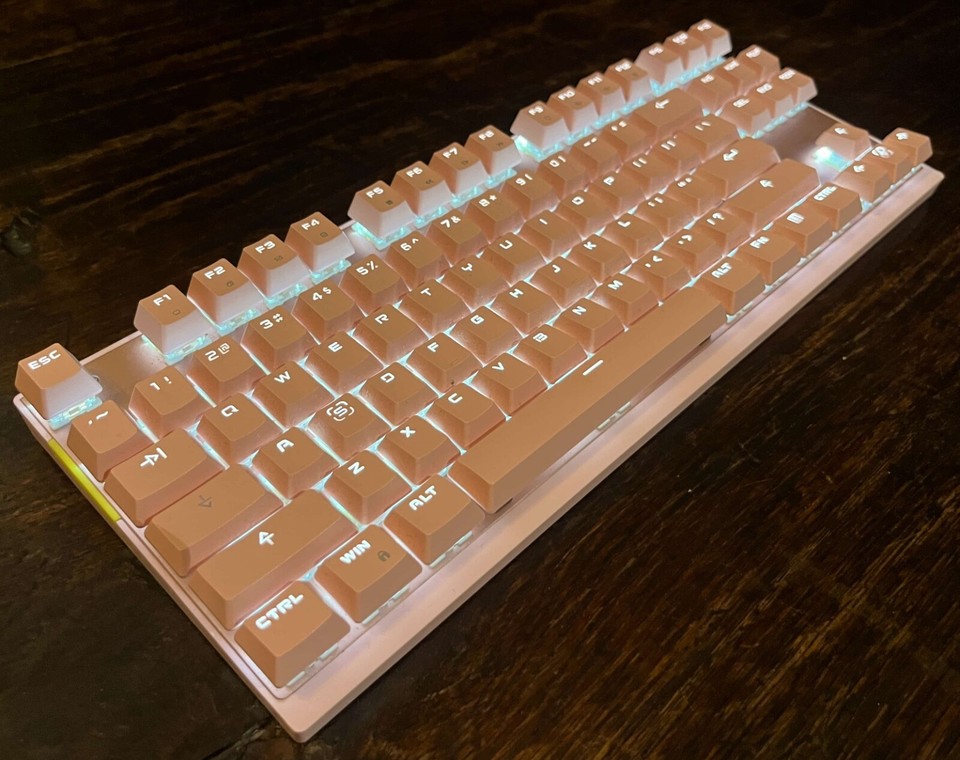 MOTOSPEED GK82 Pink Mechanical Keyboard LED White Backlit incl orig USB ...