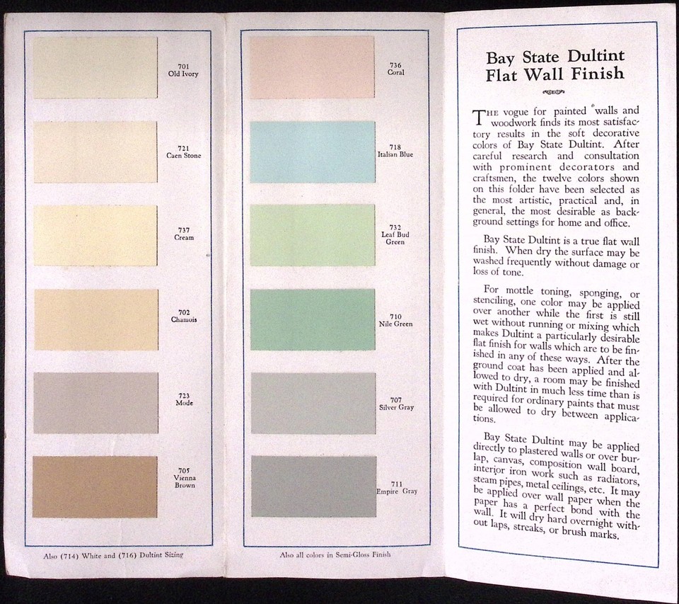 Bay State Dultint Paints Color Chart Brochure Wadsworth Howland & Co ...