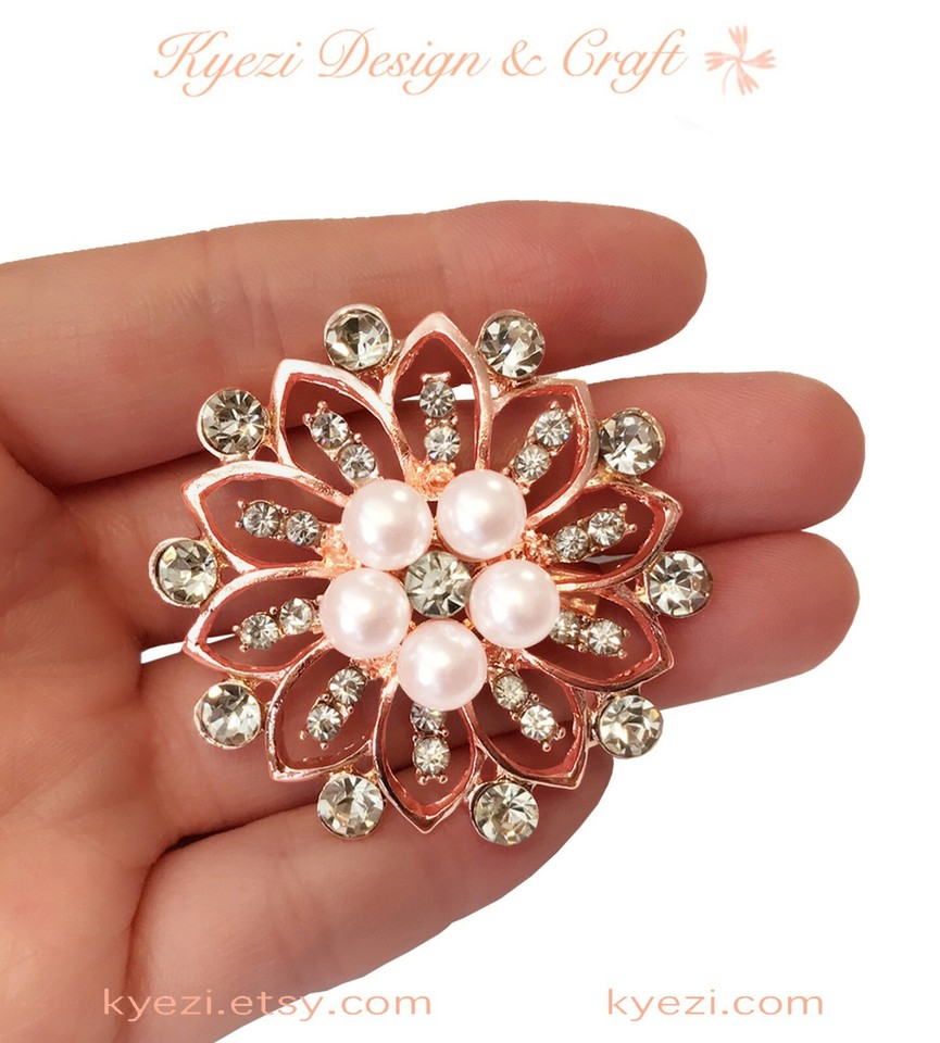 9pcs Rose Gold Gorgeous High Quality Pearl Crystal Rhinestone ...