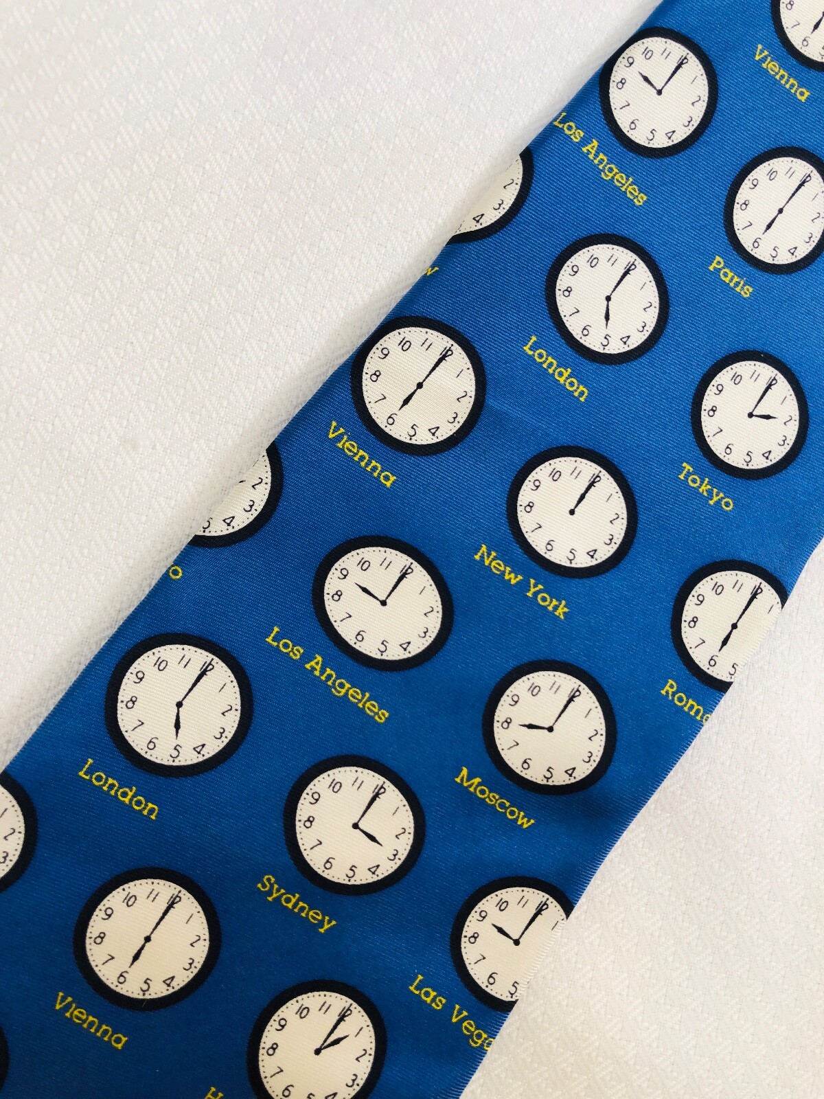 Josh Bach Handmade World Time Zone Clocks Blue Silk N… - Gem